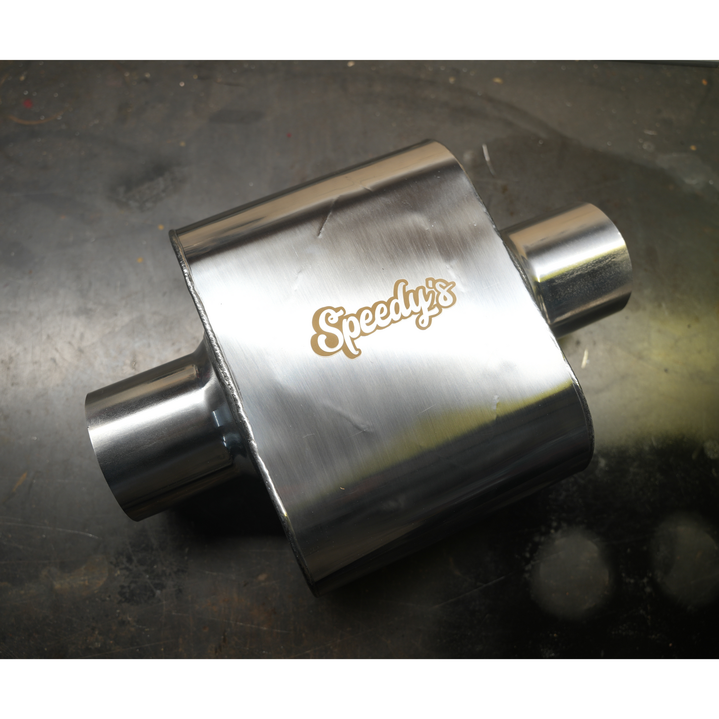 "SPEEDY 10" Polished Stainless Steel Single-Chamber Muffler – Speedy's ...